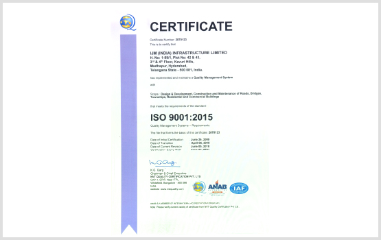 IJM (India) Infrastructure Limited | Certifications
